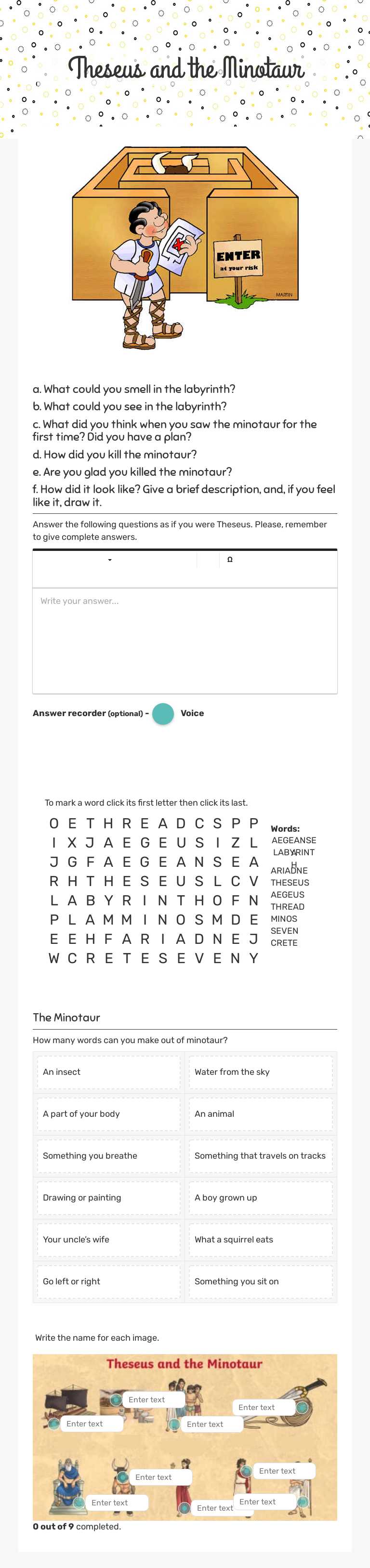 Theseus and the Minotaur by MARIA BELEN FERREYRA | Interactive ...