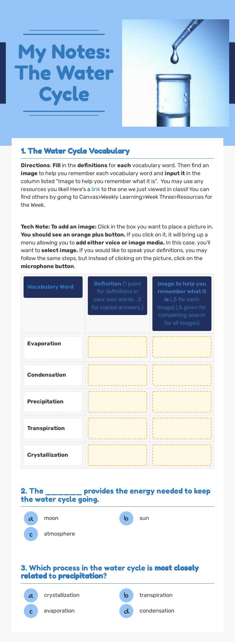 My Notes: The Water Cycle by T.C. Ballard | Interactive Worksheet ...
