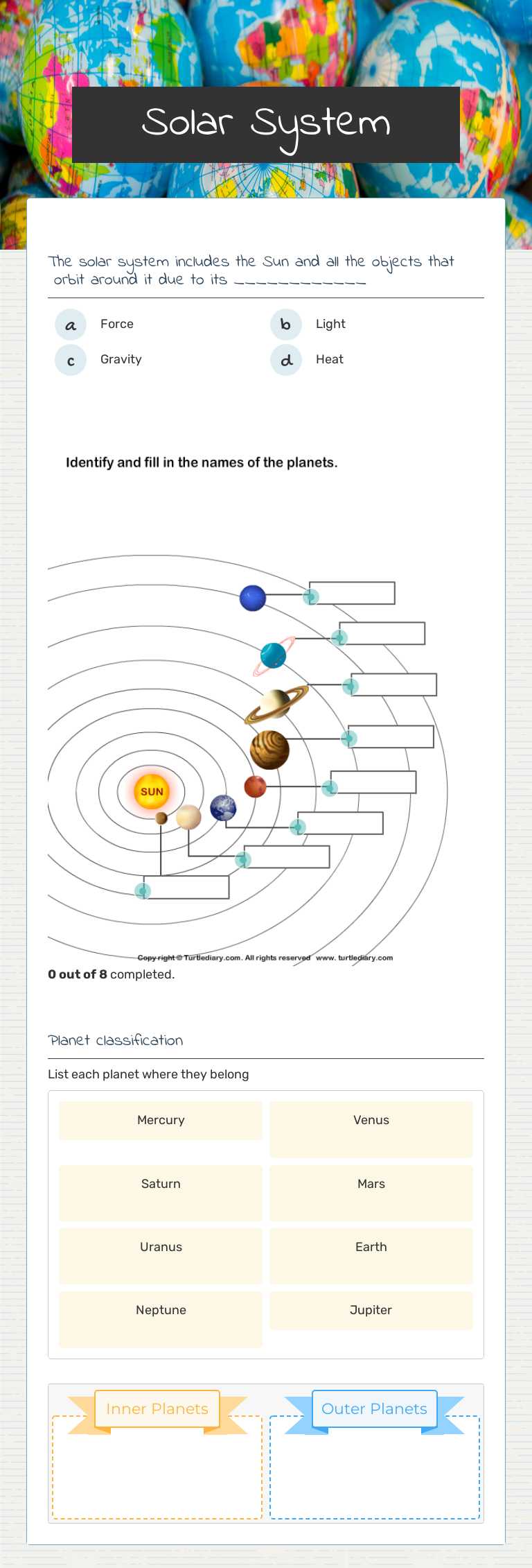 Solar System by AB Sachs | Interactive Worksheet | Wizer.me
