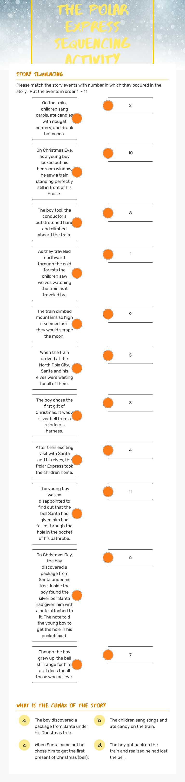 Sequence the magic of The Polar Express! A fun reading activity for ...