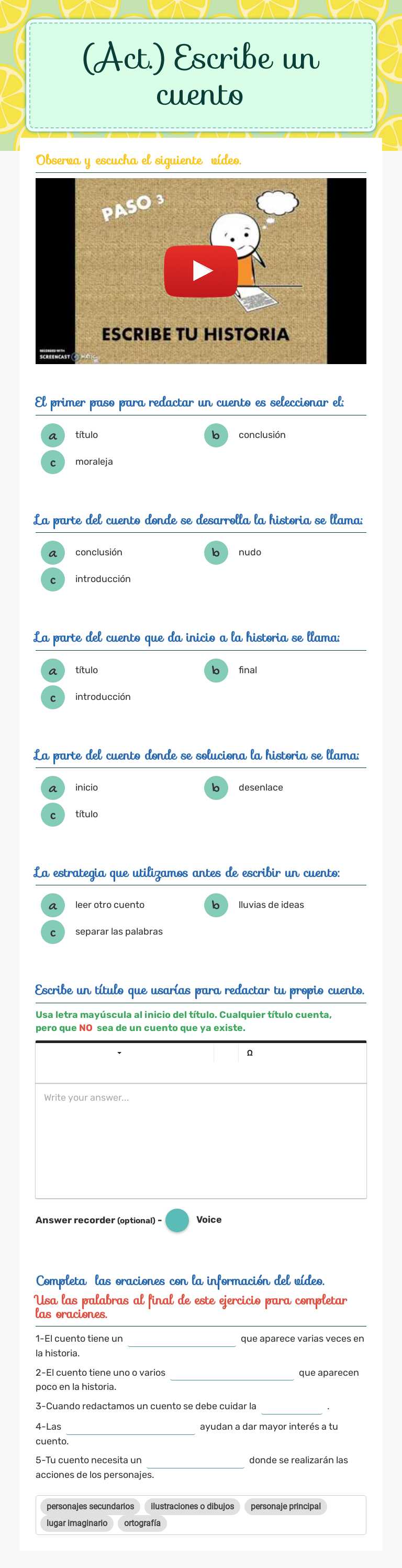 ¡Despierta tu imaginación y escribe tu propio cuento! | (Act.) Escribe ...