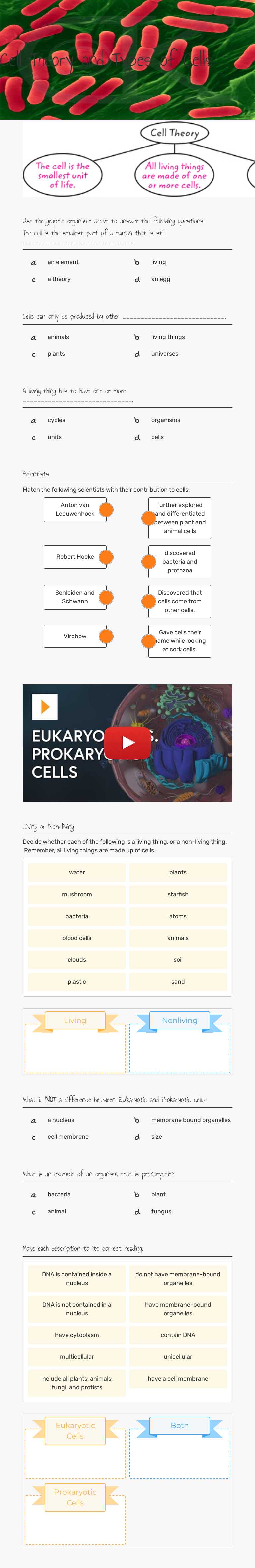 Master cell theory and cell types! Covers prokaryotic/eukaryotic cells ...