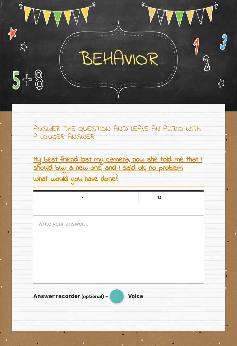 BEHAVIOR by ADRIANA GOMEZ | Interactive Worksheet | Wizer.me