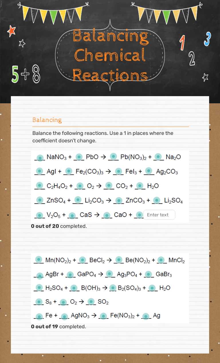 Balancing Chemical Reactions by Lauren Langman | Interactive Worksheet ...
