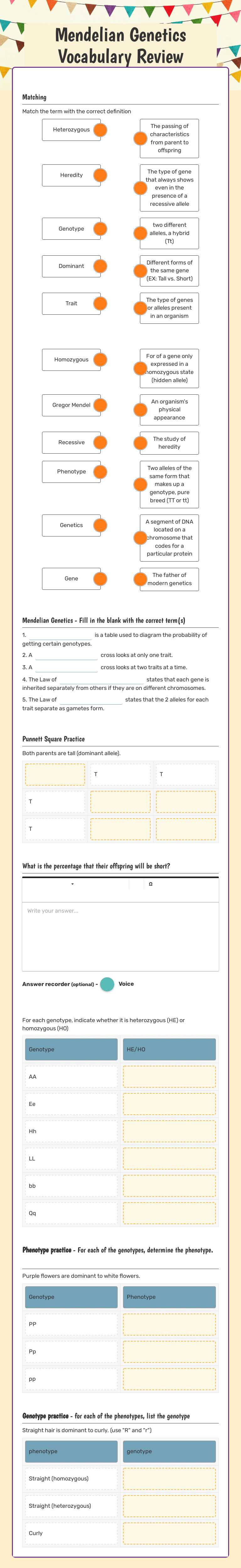 Mendelian Genetics Vocabulary Review by Lauren Griffin | Interactive ...