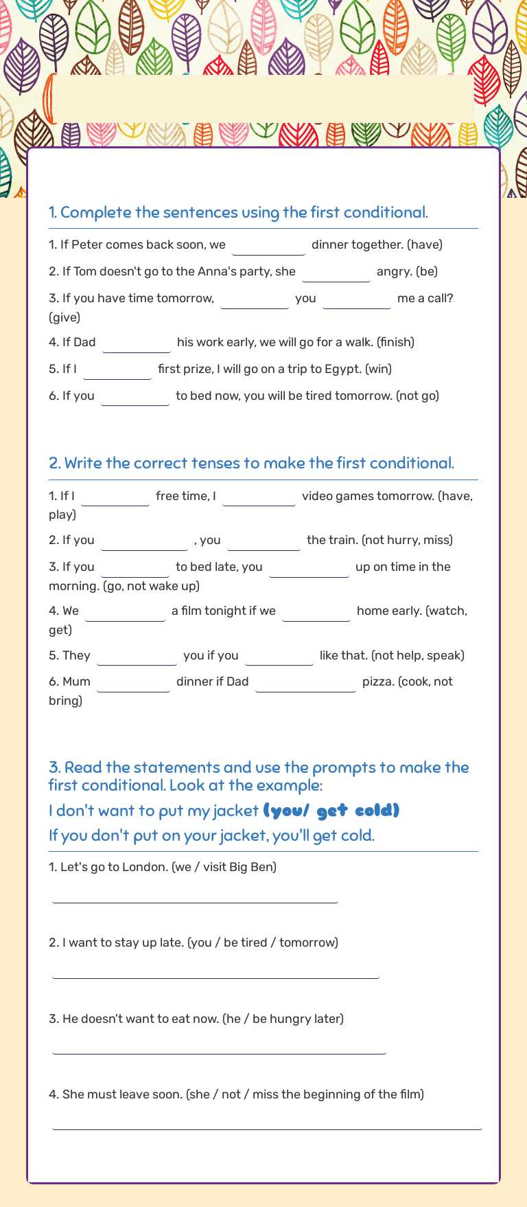 Family and Friends 5 unit 8 first conditional practice 2 by Livia RT ...