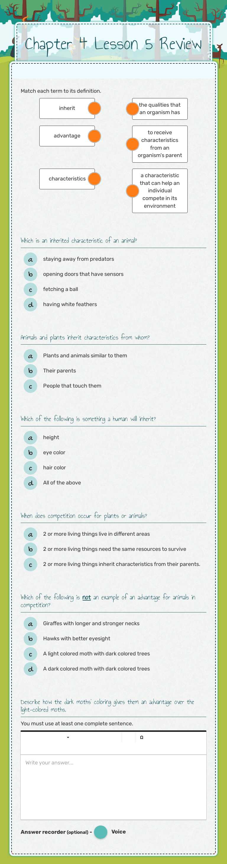 Chapter 4 Lesson 5 Review by Crystal Thompson | Interactive Worksheet ...