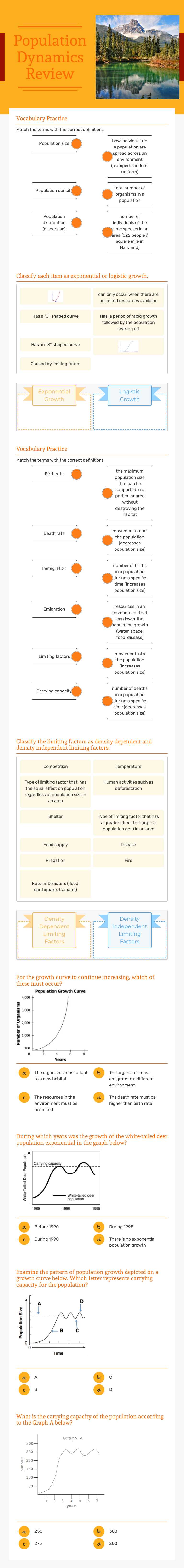 Population Dynamics Review by Alina Pankova | Interactive Worksheet ...