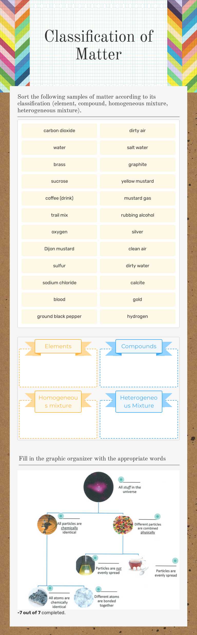 Master matter classification! Sort elements, compounds, and mixtures ...