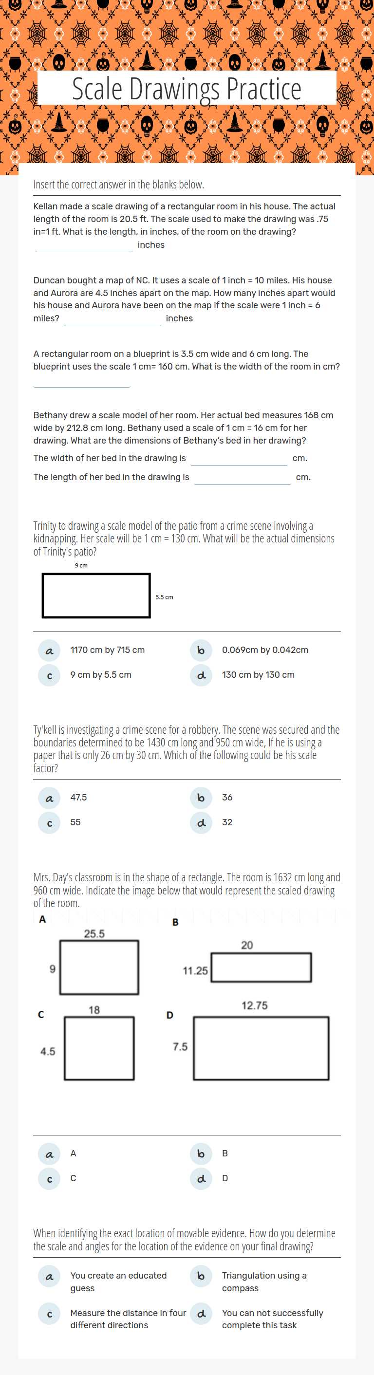 Scale Drawings Practice by Tanya Day | Interactive Worksheet | Wizer.me
