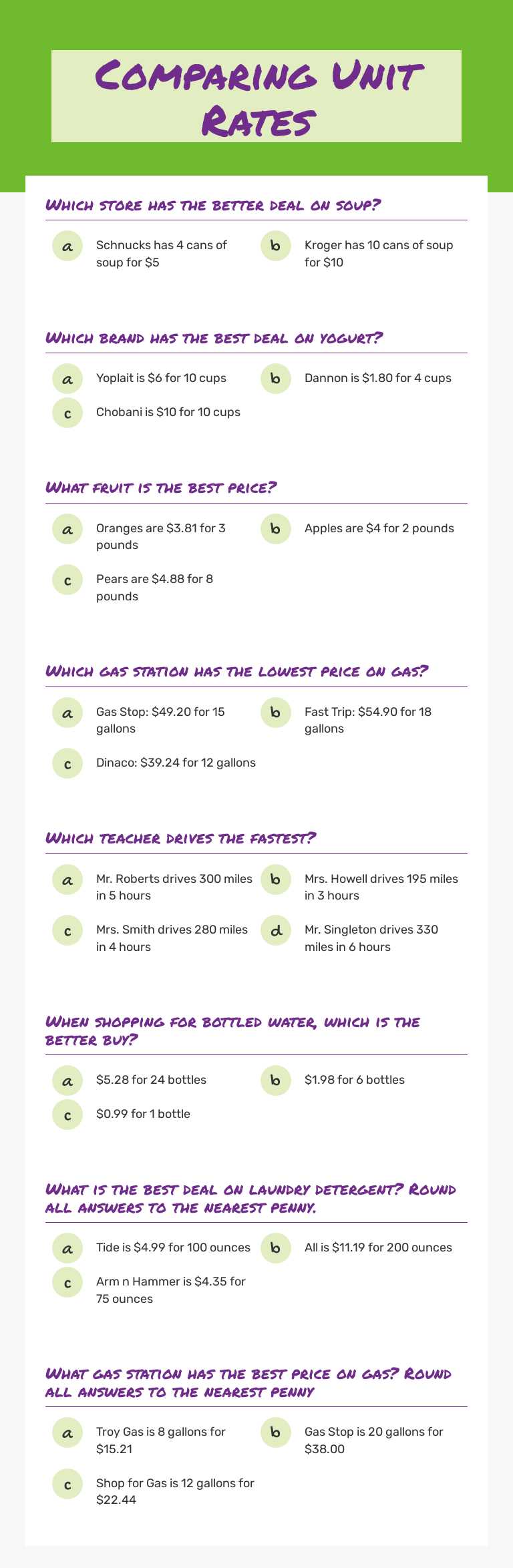 Find the best deals by comparing unit rates! Practice essential math ...