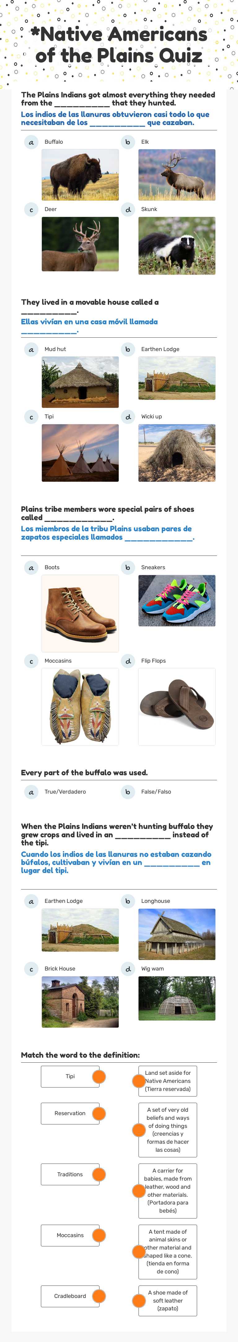 *Native Americans of the Plains Quiz by Shana Ford | Interactive ...