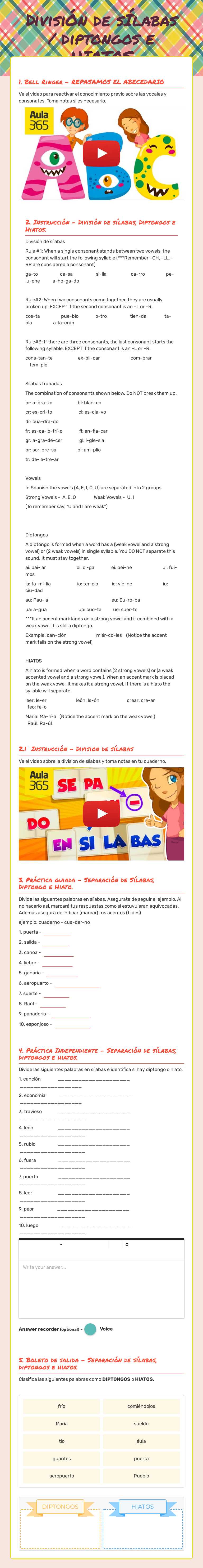 Master Spanish syllable division, diphthongs & hiatus! | DivisiÓn de ...