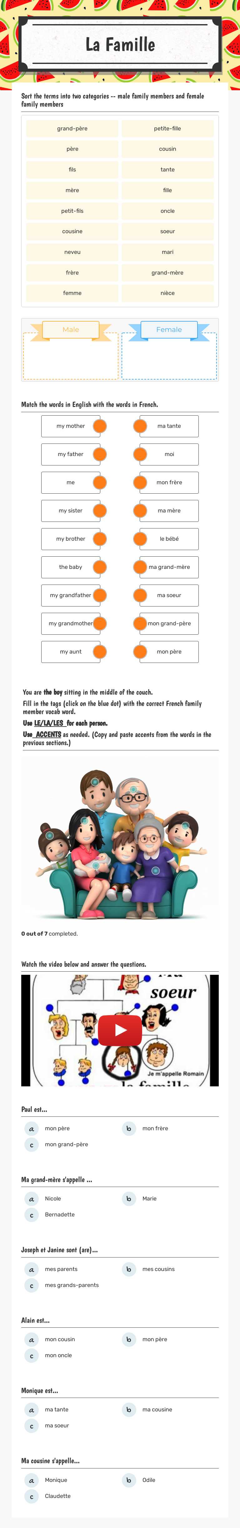 Learn French family words! Practice gendered terms & common phrases ...