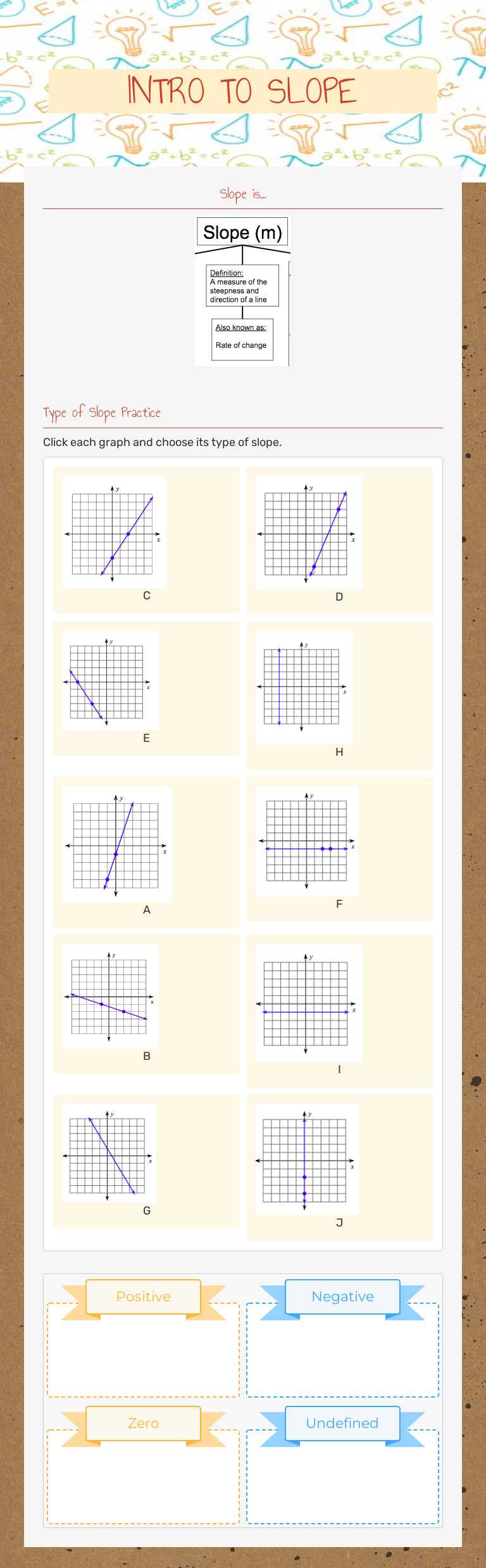 INTRO TO SLOPE by Rebecca Planiczka | Interactive Worksheet | Wizer.me