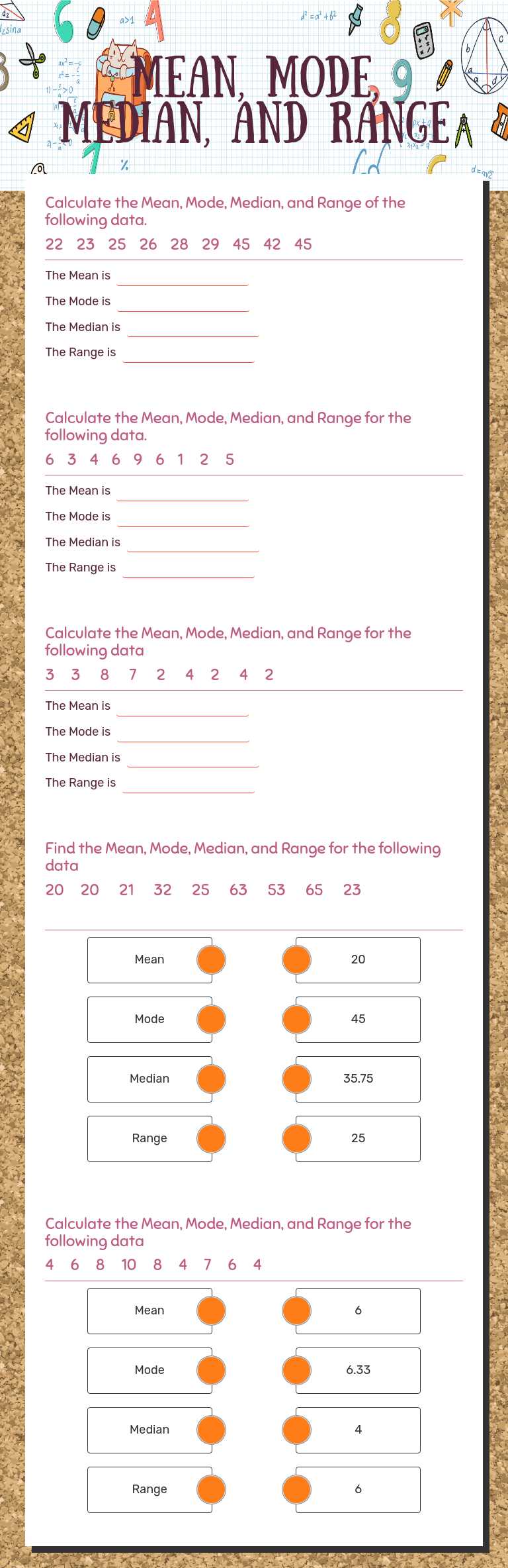 Mean, Mode, Median, and Range by Noura ElSinbawy | Interactive ...
