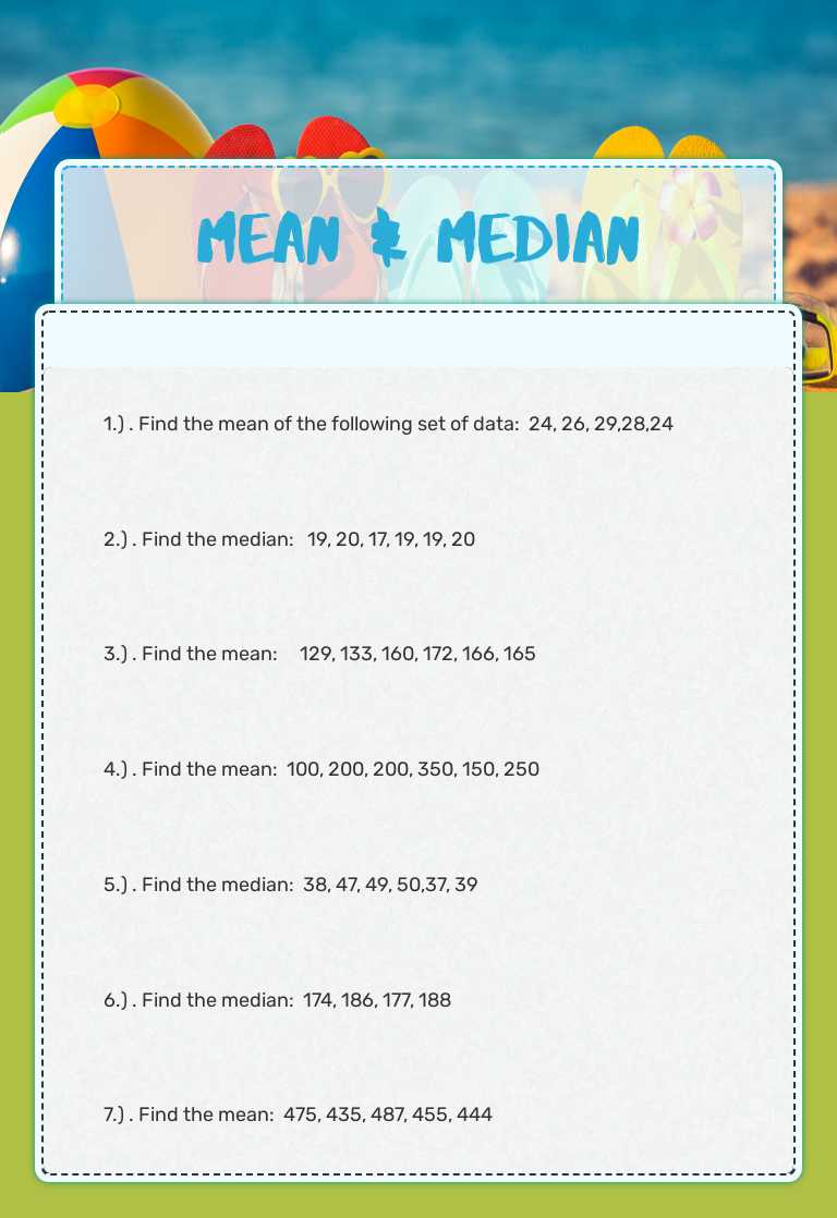 Master mean & median calculations with our practice worksheet! | Mean ...