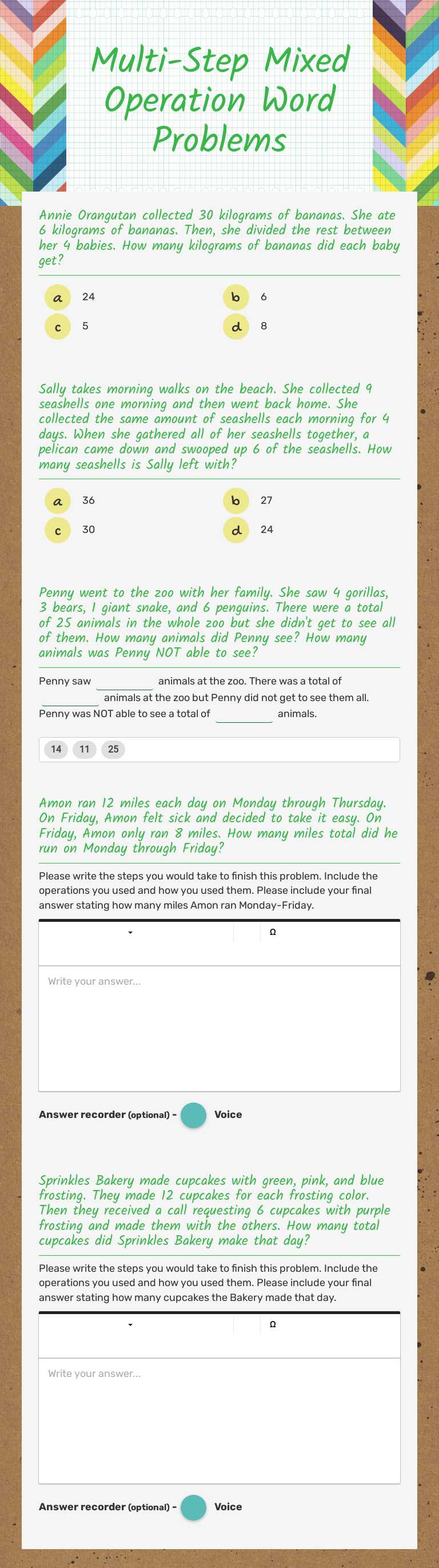 Multi-Step Mixed Operation Word Problems by Maria Sanchez | Interactive ...