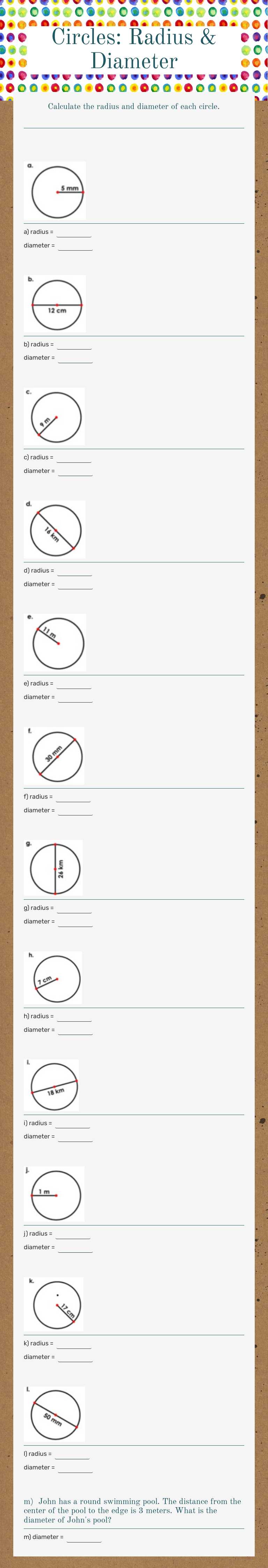 Learn about circle radius & diameter! Easy math practice. | Circles ...