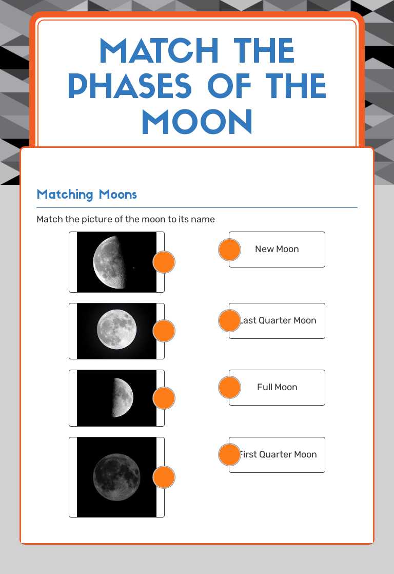 Explore the moon! Match lunar phases like Full Moon and New Moon ...