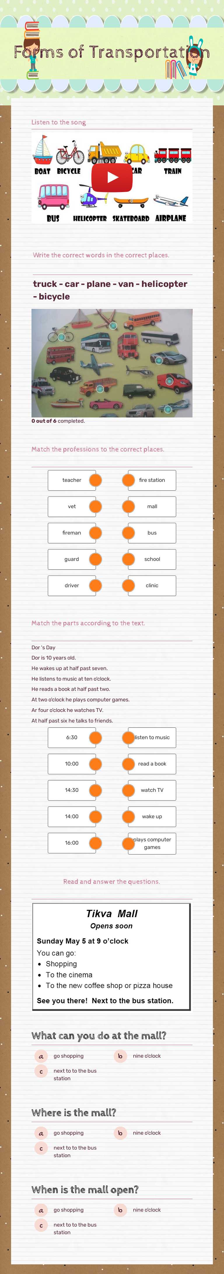 Forms of Transportation by Itzel Téllez | Interactive Worksheet | Wizer.me