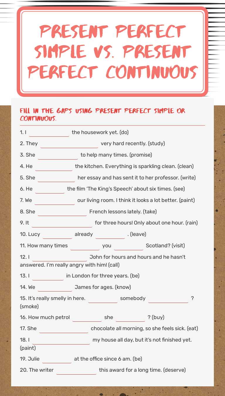 Master Present Perfect Simple vs Continuous tenses with our engaging ...