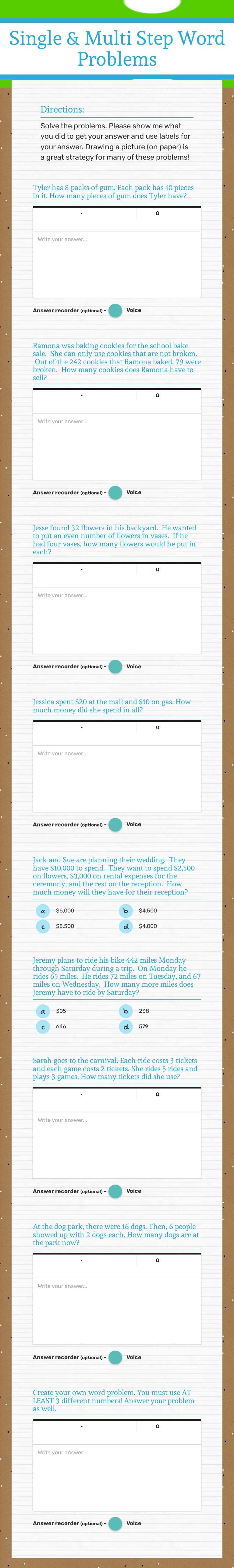 Single & Multi Step Word Problems by Mariah Dolan | Interactive ...