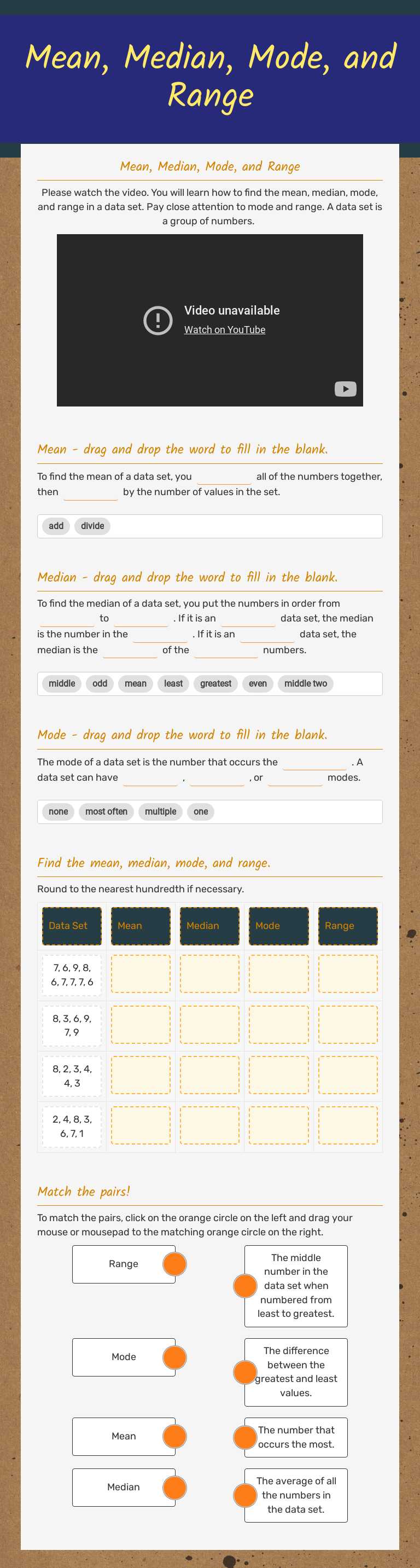 Boost your math skills! Learn to find mean, median, mode, and range ...