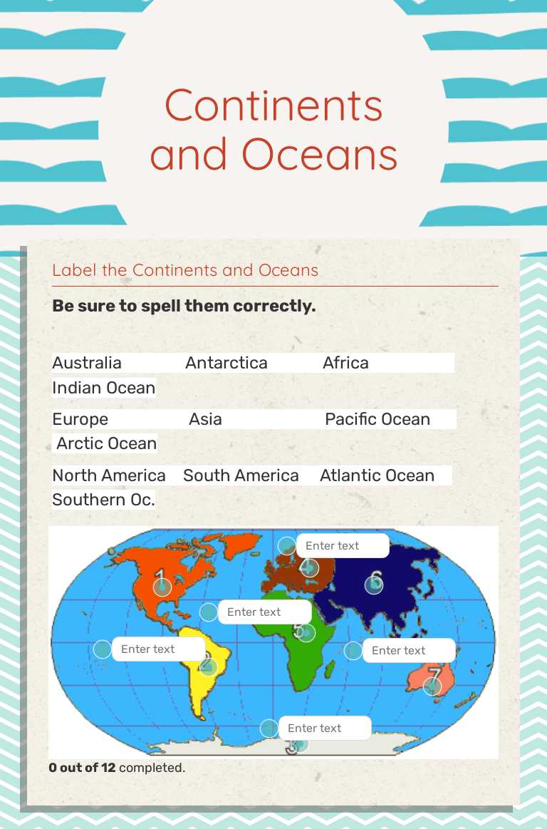 Continents and Oceans by Laura Martinez-Zarate | Interactive Worksheet ...