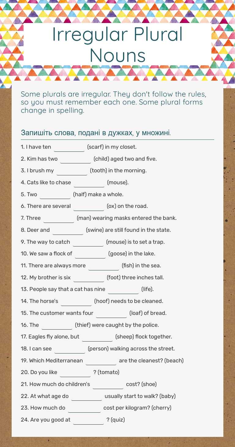 Learn irregular plural nouns with this fun worksheet! | Irregular ...