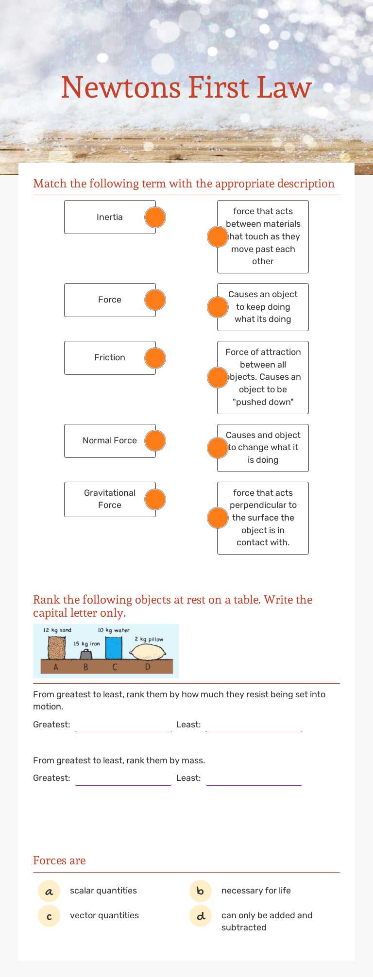 Unlock Newton's First Law! This worksheet helps students understand ...