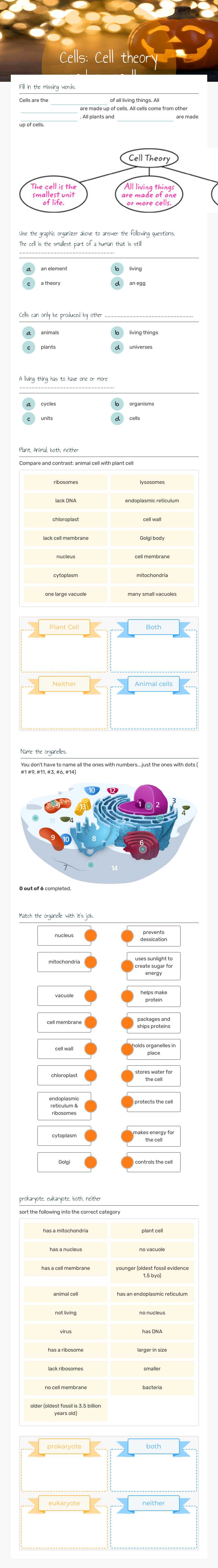 Explore cell theory and organelles! Identify cell parts, compare plant ...