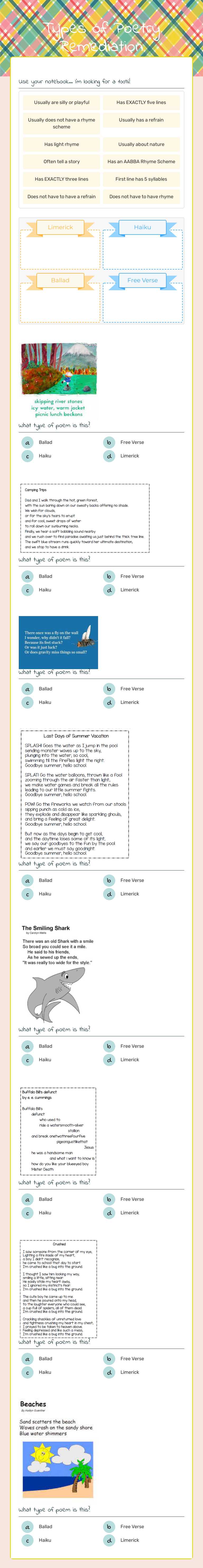 Master poetry types! Identify Limerick, Haiku, Ballad, and Free Verse ...