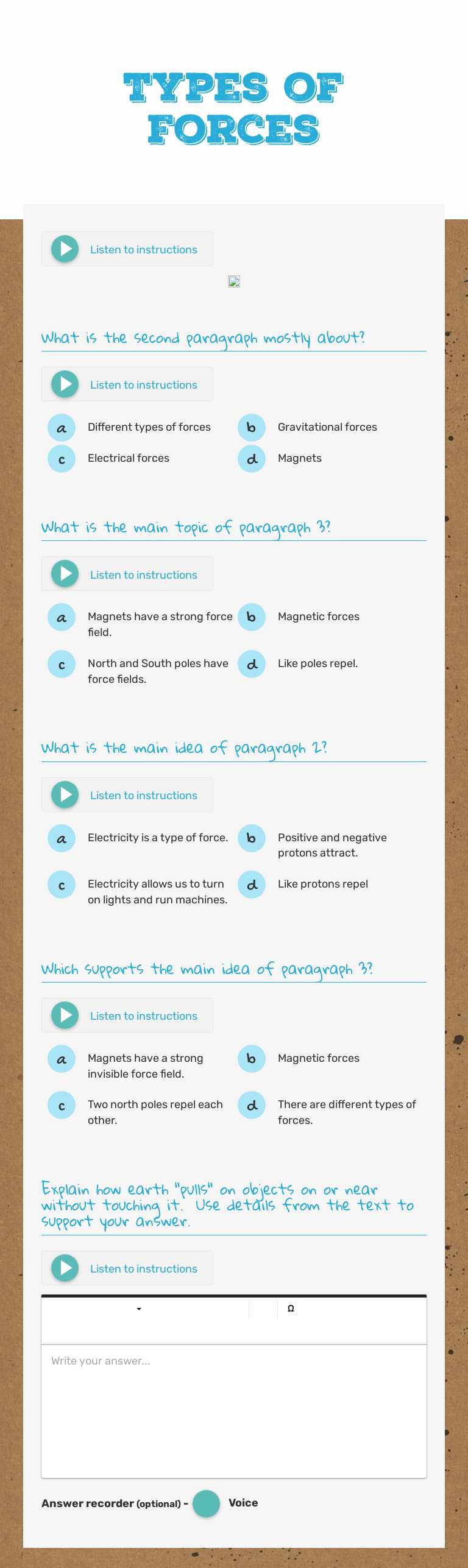 Types of Forces by Federa Davis | Interactive Worksheet | Wizer.me