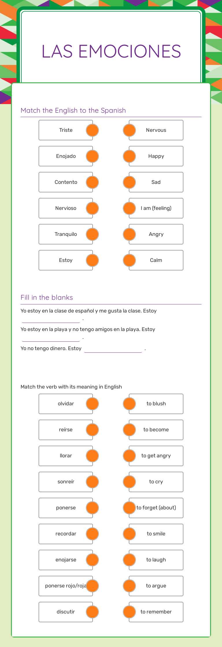 Master Spanish emotions! Learn feelings vocabulary with fun matching ...