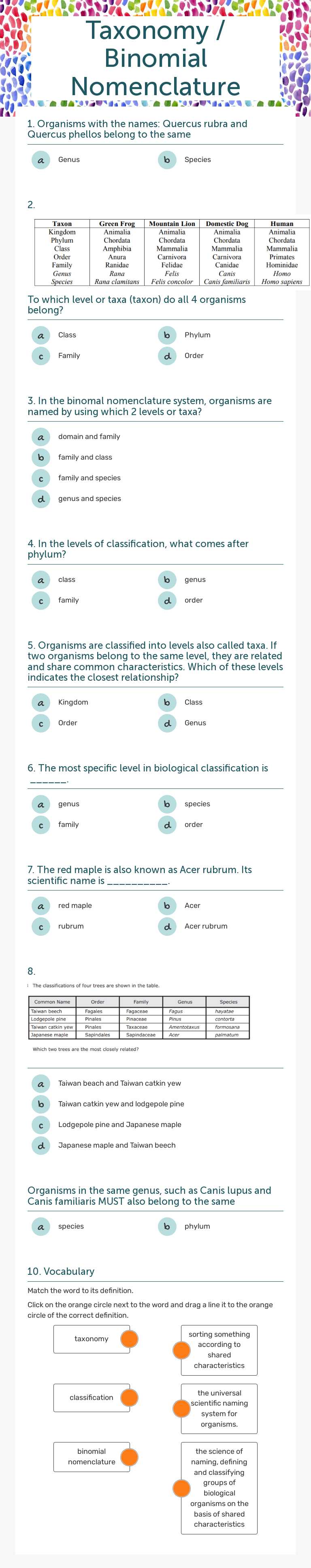 Master Binomial Nomenclature! Our worksheet simplifies taxonomy ...