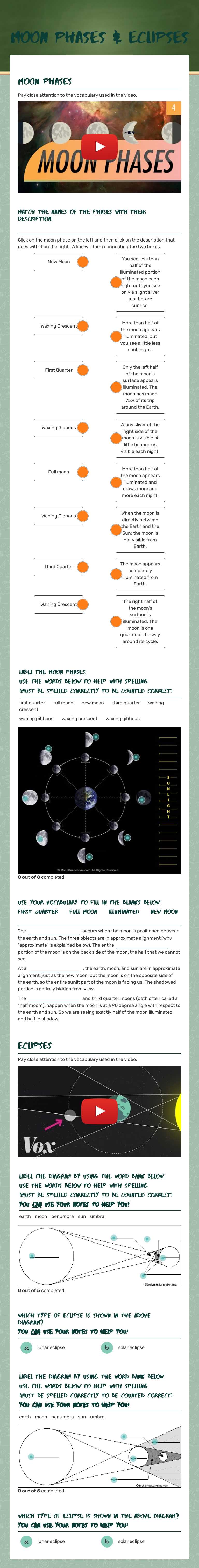 Learn about moon phases and eclipses! | Moon Phases & Eclipses by ...