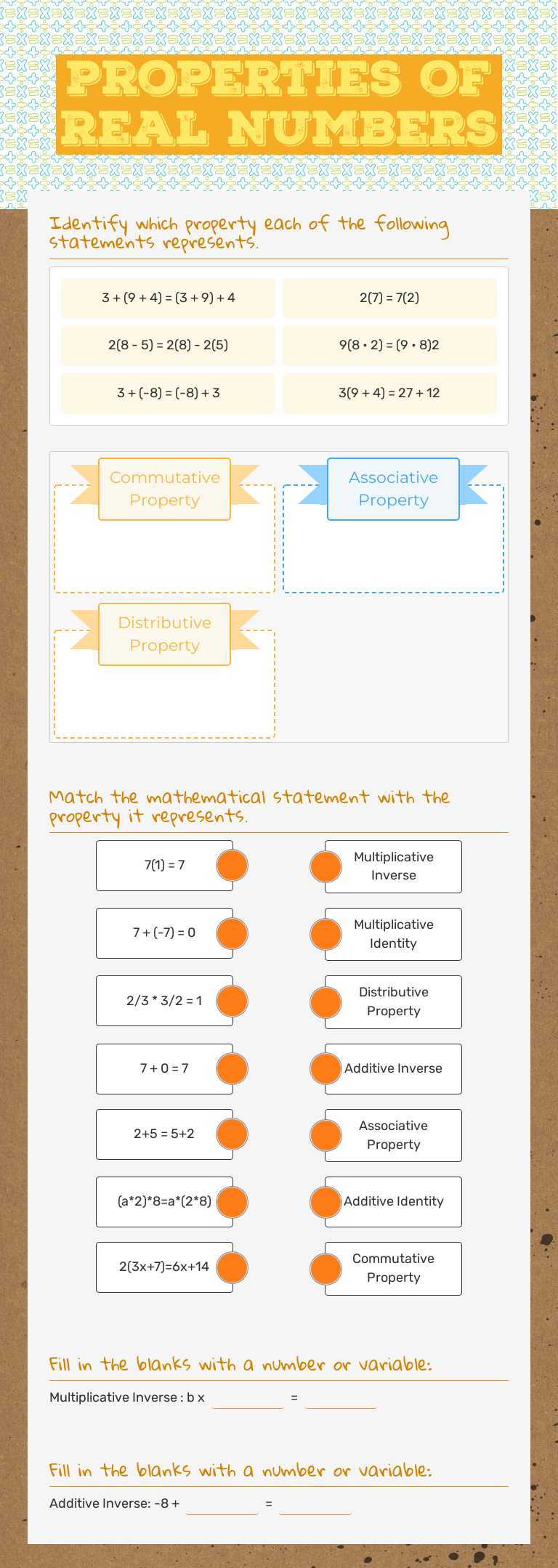 properties of Real Numbers by Victoria Saffire Lillo | Interactive ...