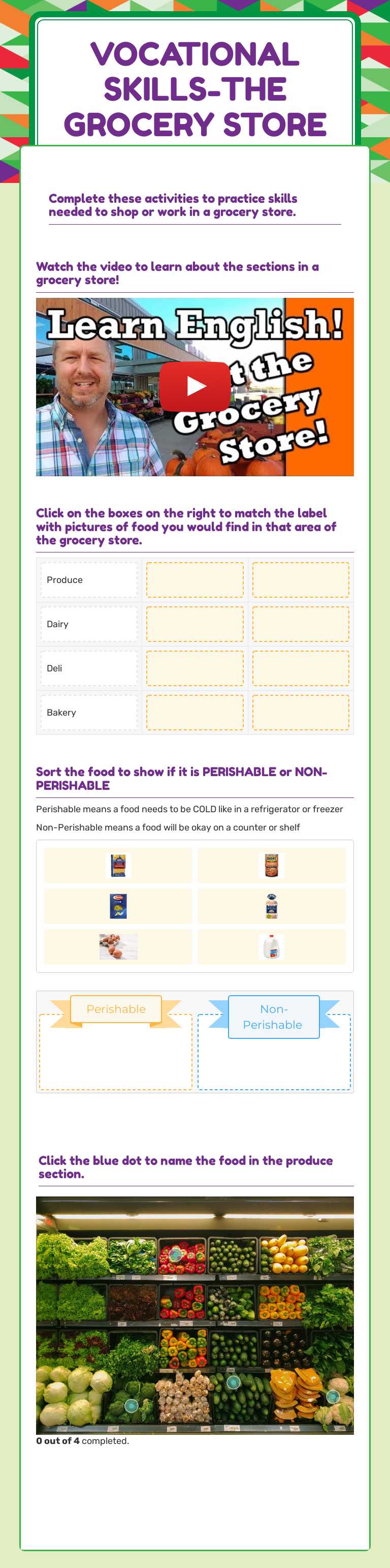 Vocational Skills-The Grocery Store by Emily Wenzell | Interactive ...