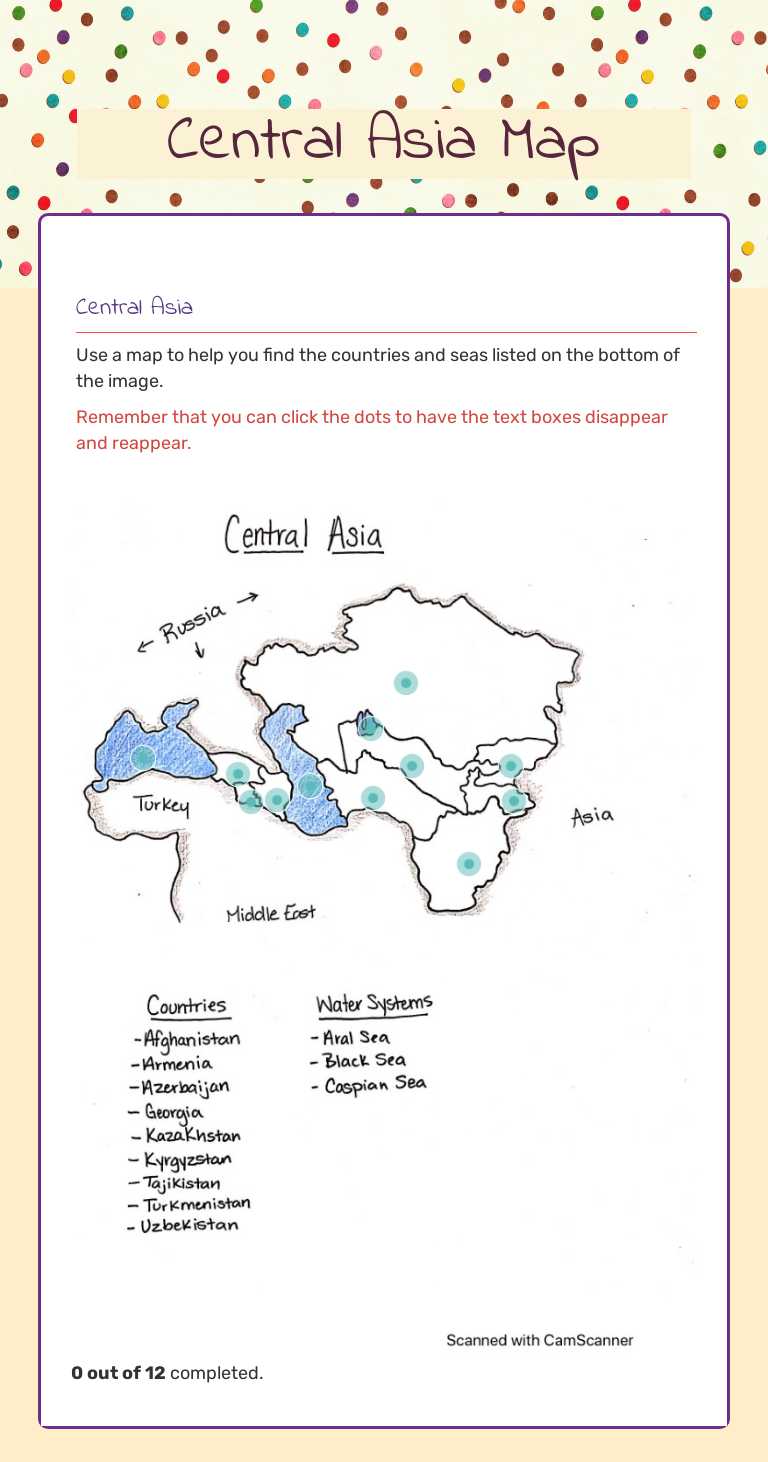 Central Asia Map by Victoria Young | Interactive Worksheet | Wizer.me