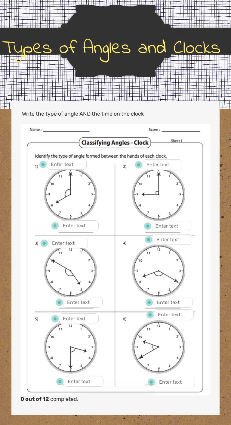 Types of Angles and Clocks by Patricia Sinclair | Interactive Worksheet ...