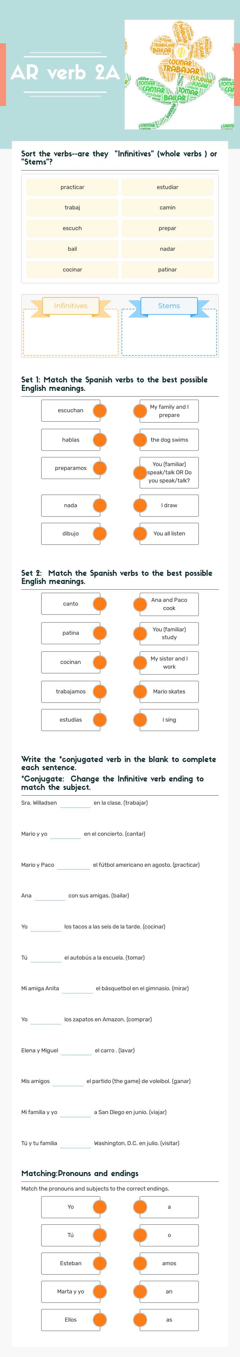 AR verb 2A by Marianne Smith | Interactive Worksheet | Wizer.me