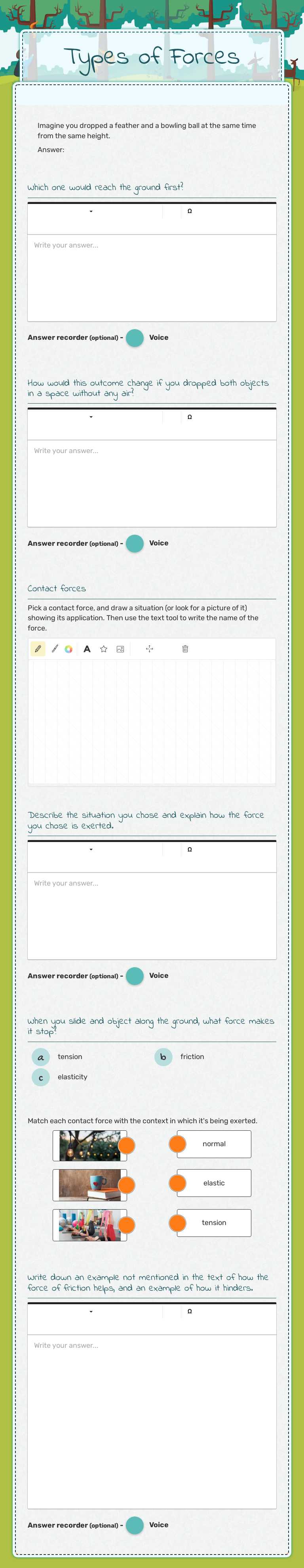 Types of Forces by Ms. Sanchez | Interactive Worksheet | Wizer.me