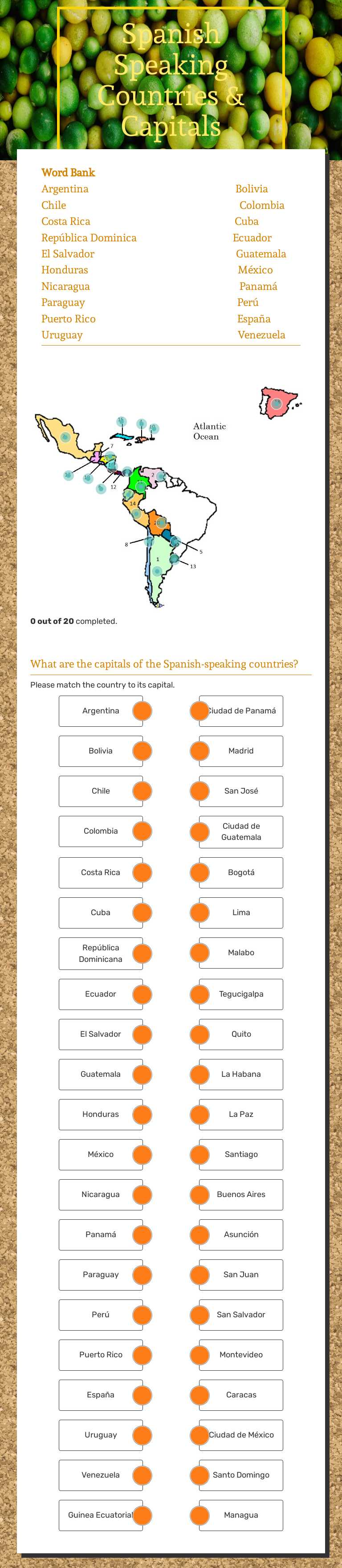 Test your knowledge of Spanish speaking countries and their capitals ...