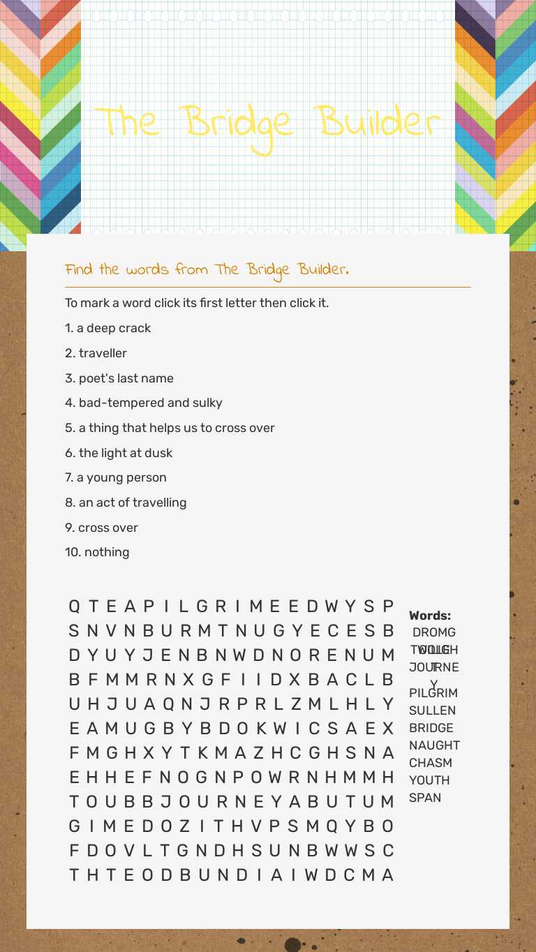 The Bridge Builder by Vasanthi Vishwanath | Interactive Worksheet ...