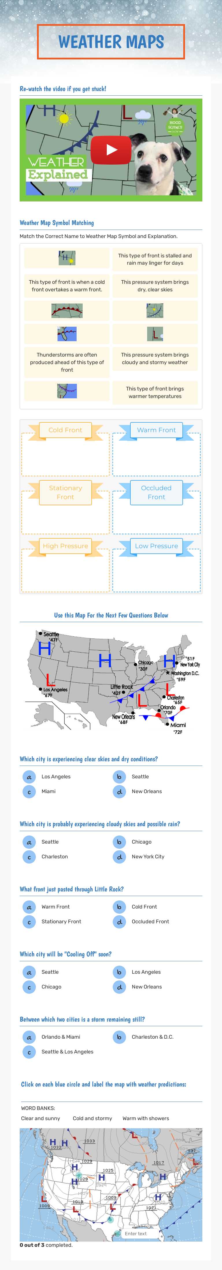 Master weather map symbols and interpret forecasts for different cities ...