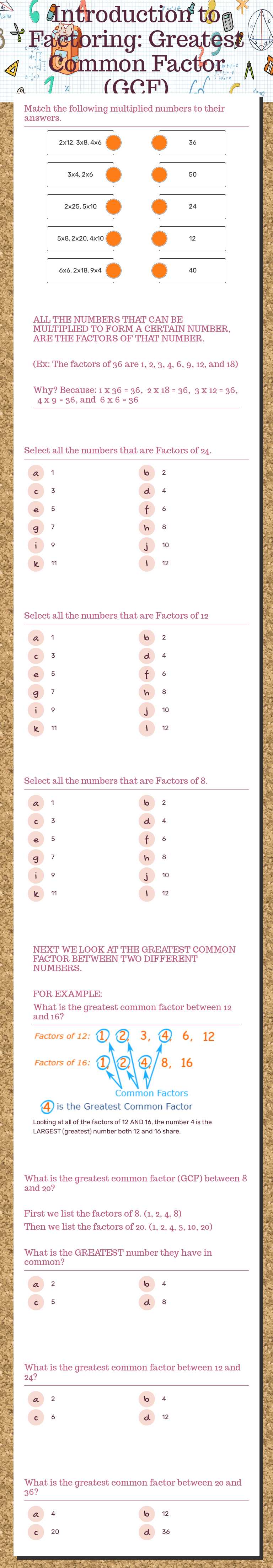 Master Greatest Common Factor (GCF) for factoring! Practice finding ...