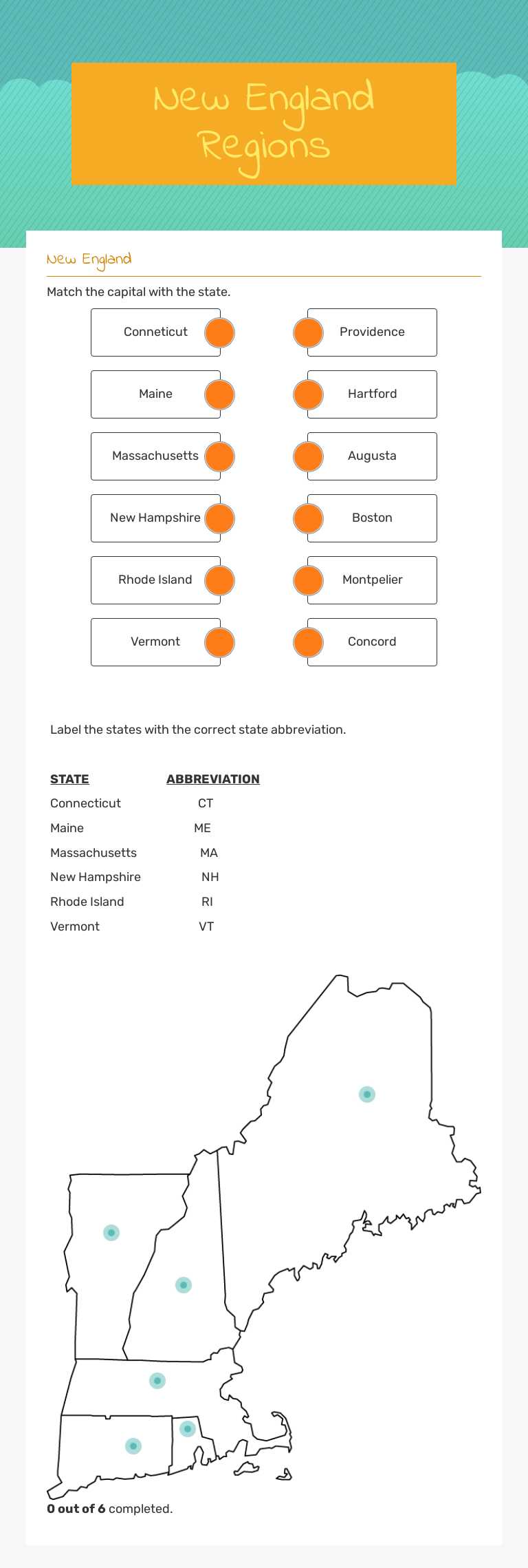New England Regions by Joannie Montanez | Interactive Worksheet | Wizer.me