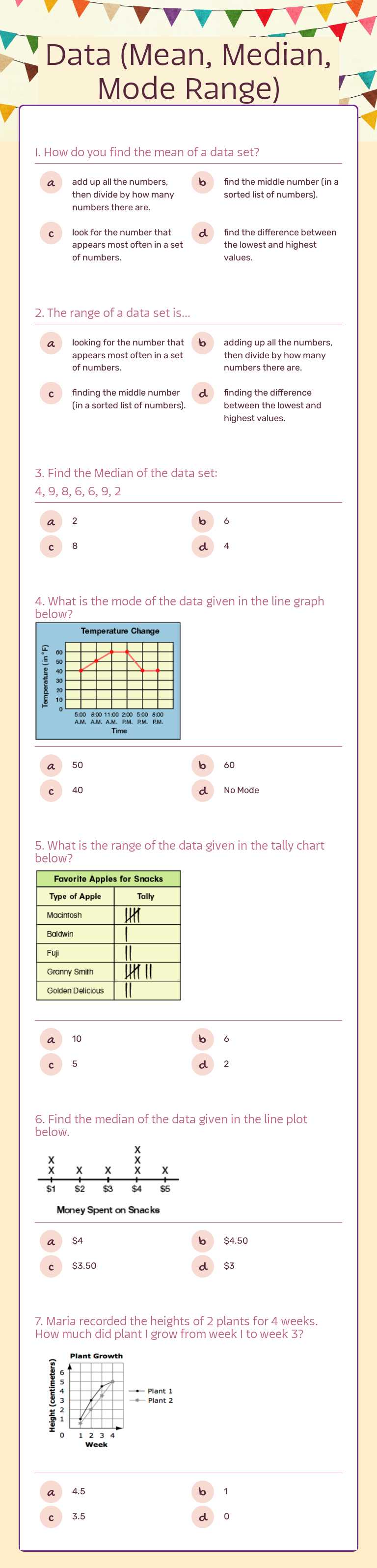 Data (Mean, Median, Mode Range) by Rebecca Munroe | Interactive ...