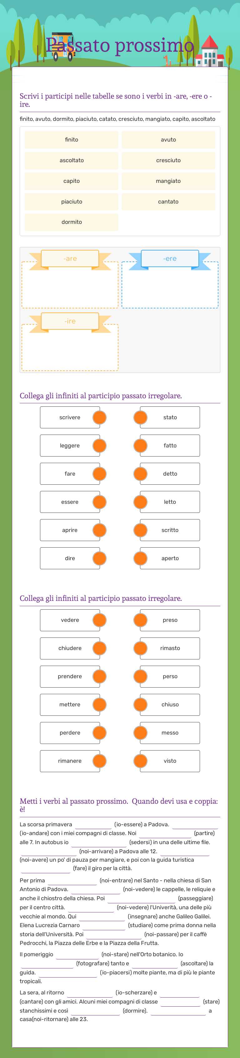 Passato prossimo by Alexandra Duca | Interactive Worksheet | Wizer.me